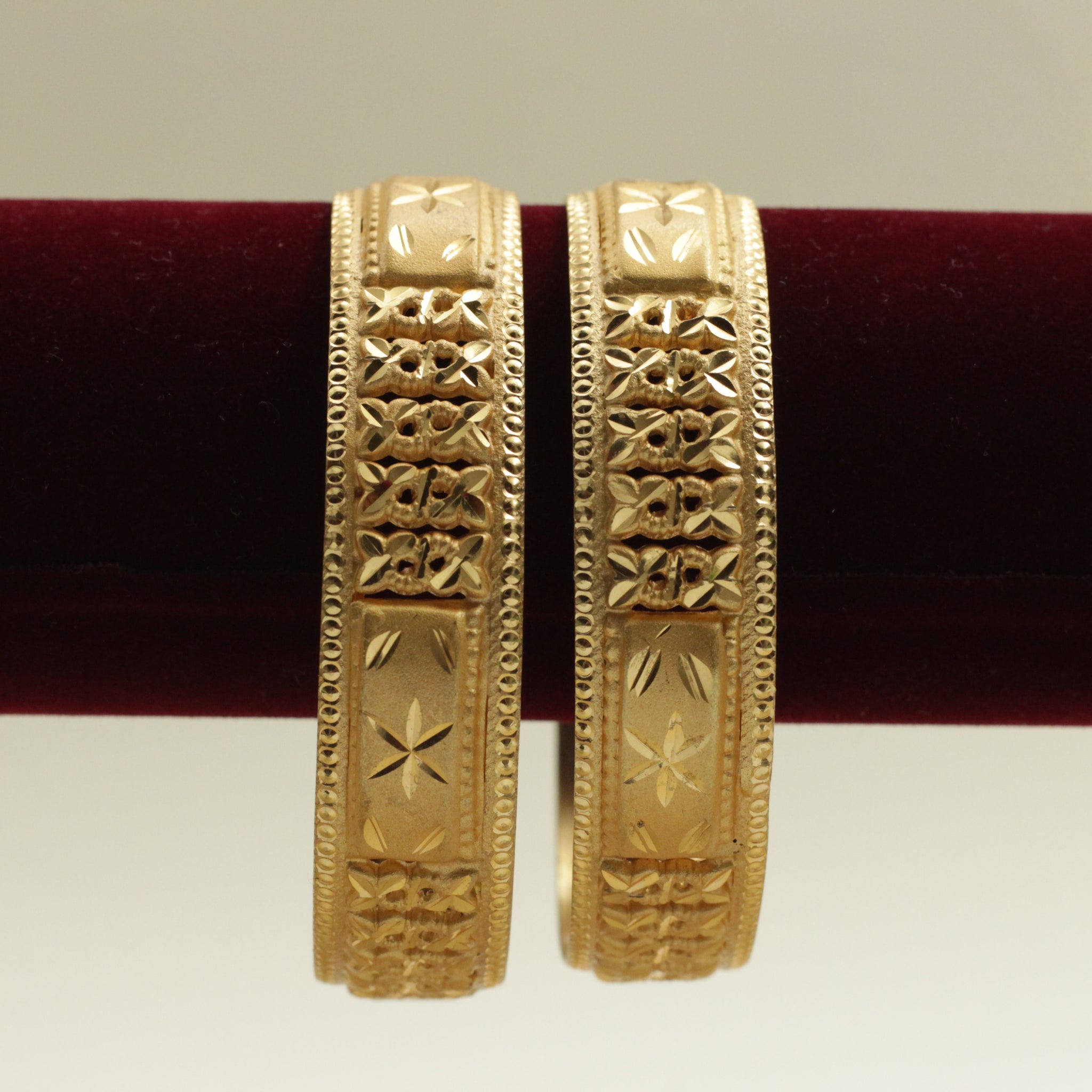 Real Gold Tone Thick Bangles - SS003 - Daily Wear/Office Wear/Function