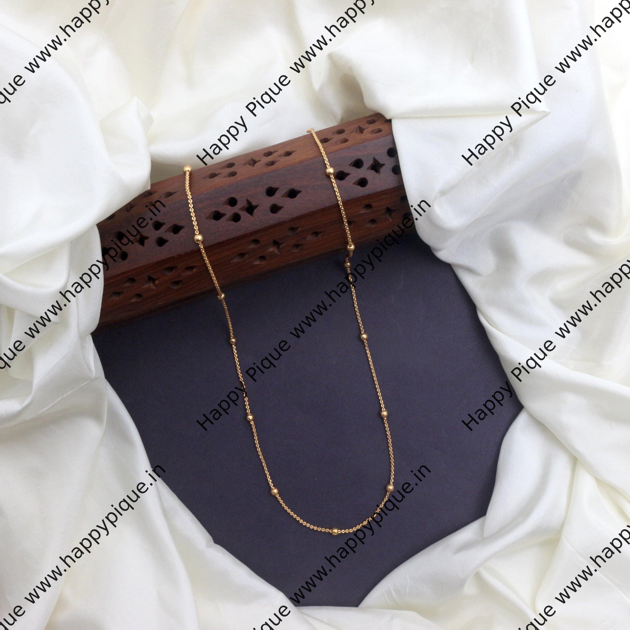 Real Gold Tone Traditional Short Traditional Mani Mala Chain - 24 Inch