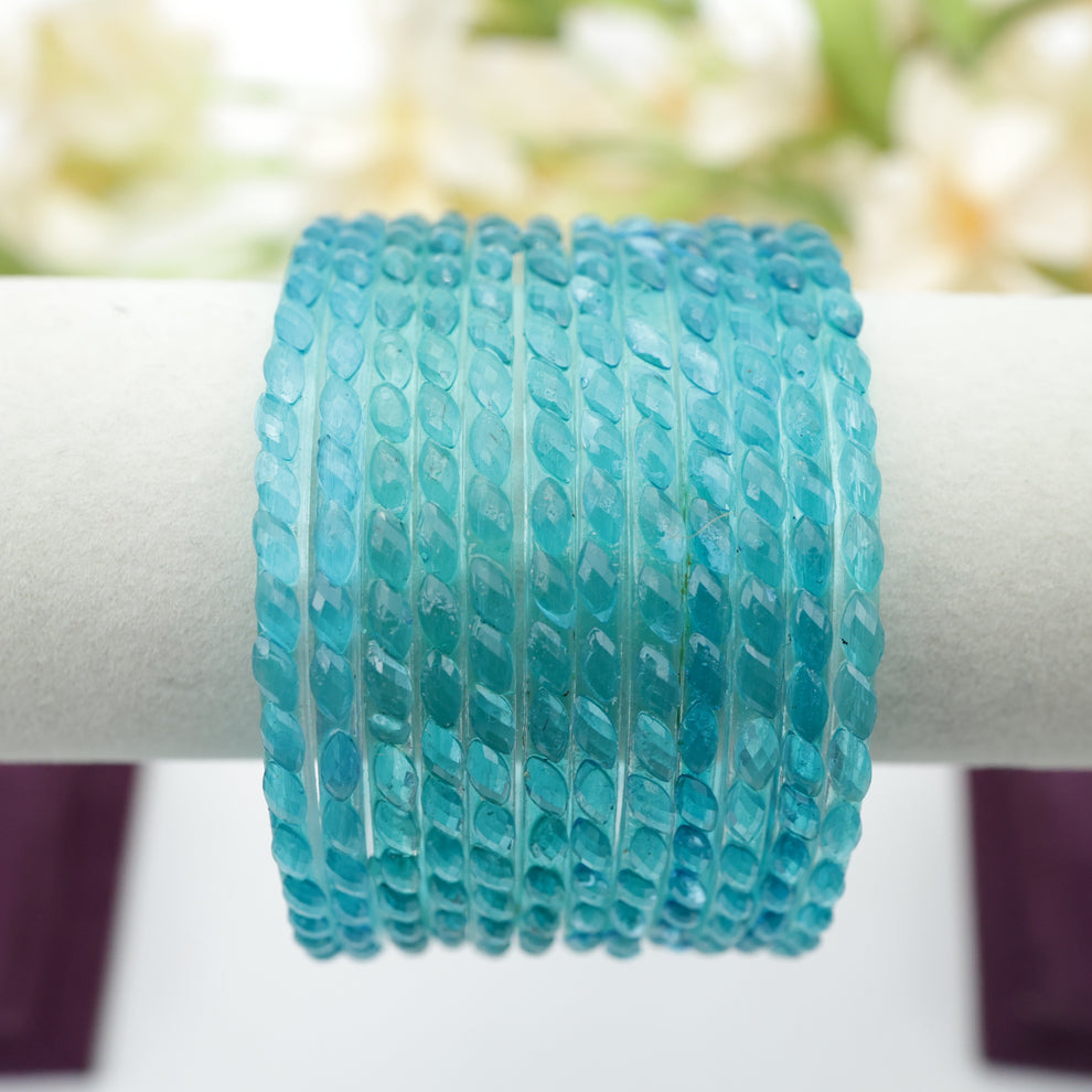 Plain Raindrop Crystal Cut Glass Bangles - Firozi Green – Happy Pique