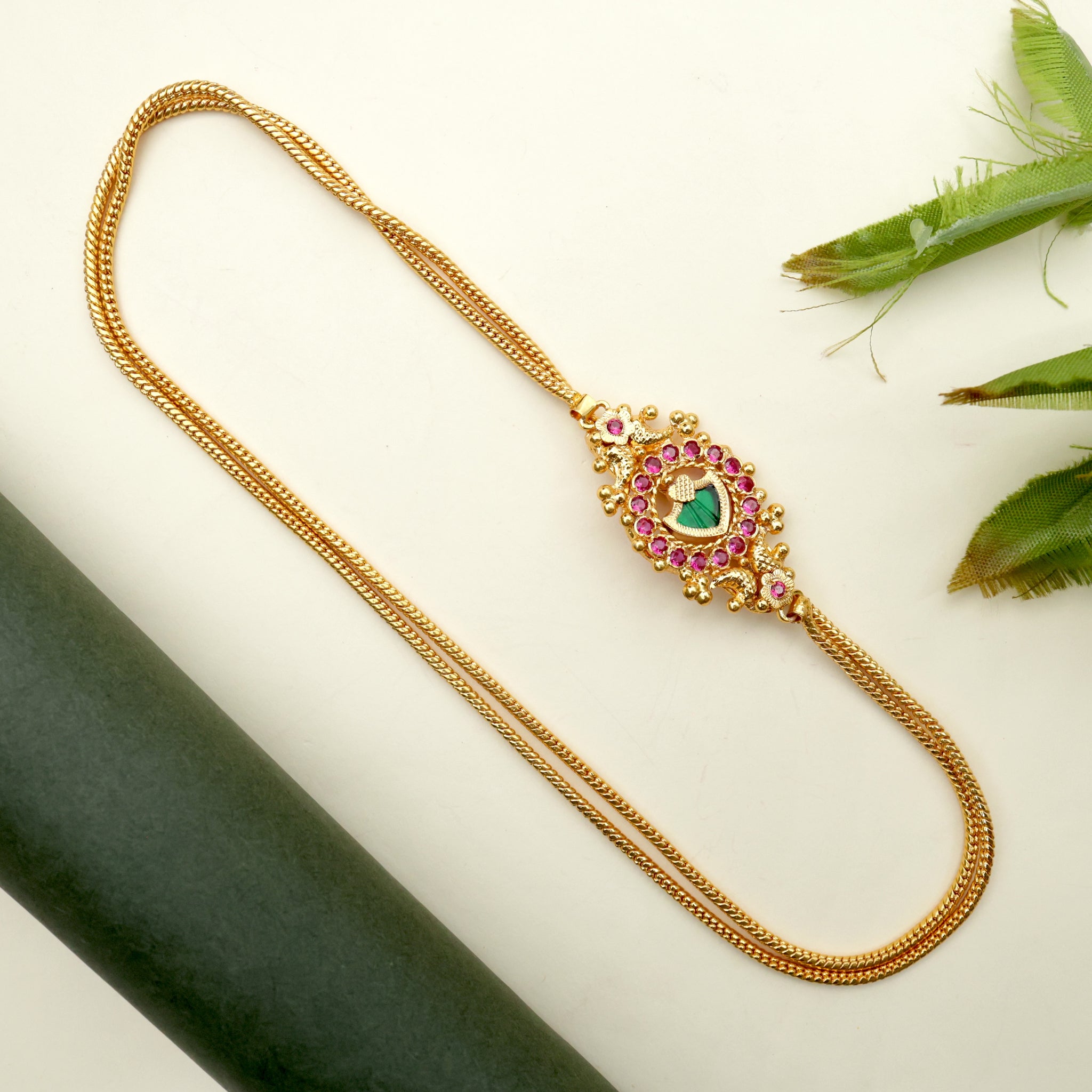 Real Gold Tone Traditional Kerala Palakka Mogappu Chain