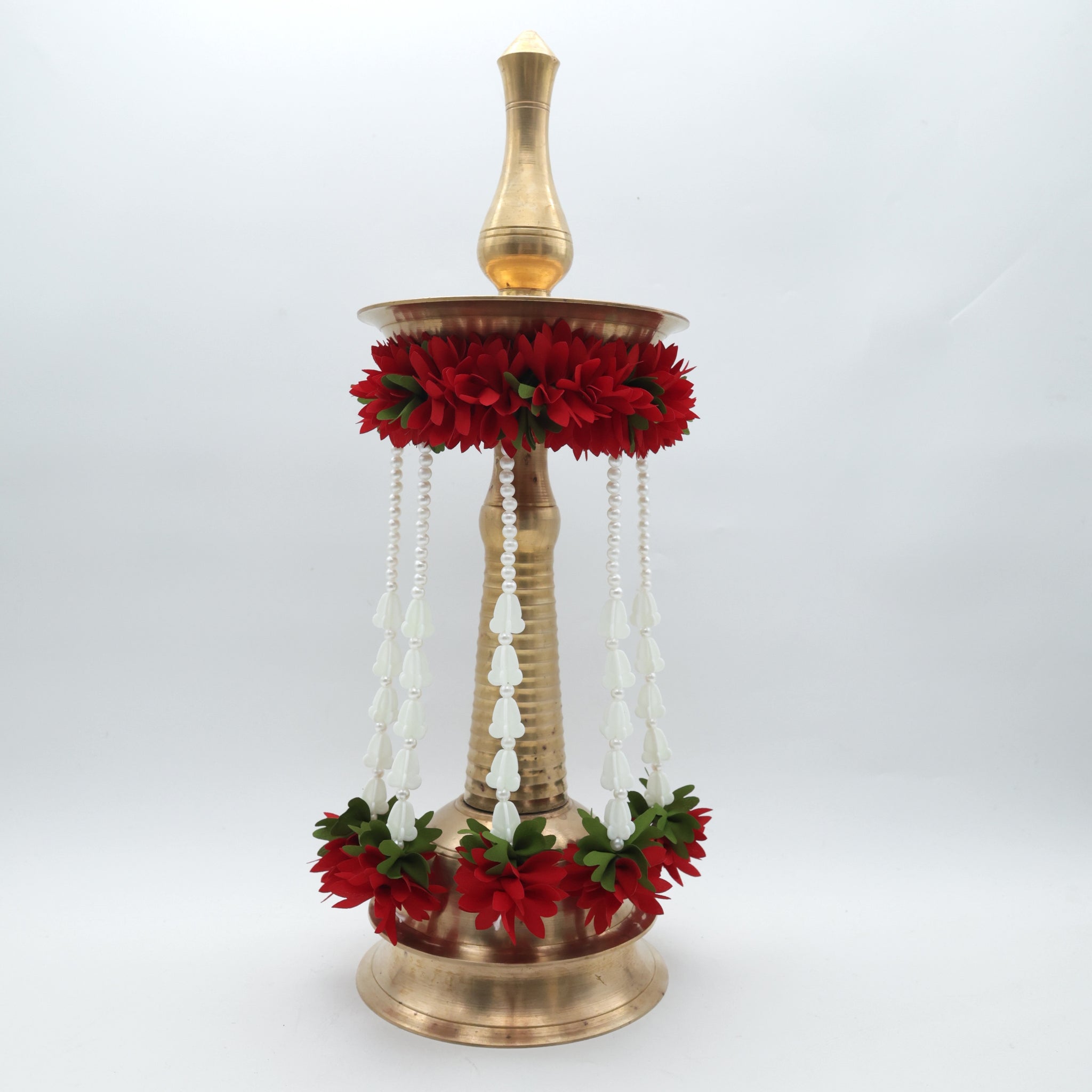 Handmade Artificial Flower Lamp Thoran - Red With Green