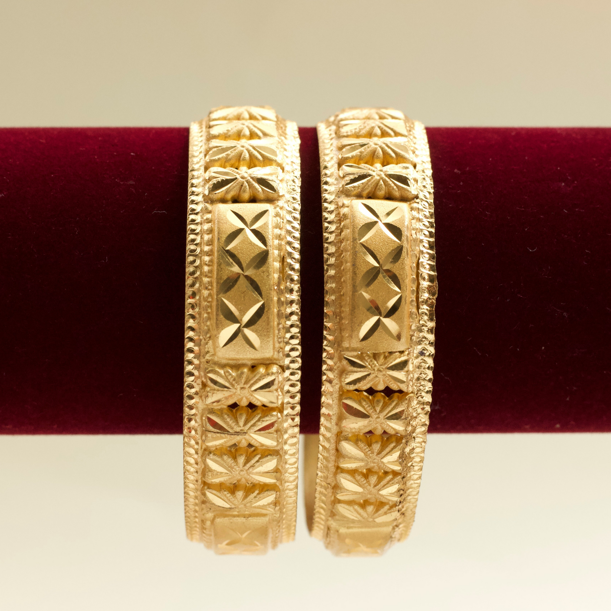 Real Gold Tone Thick Bangles - SS003 - Daily Wear/Office Wear/Function