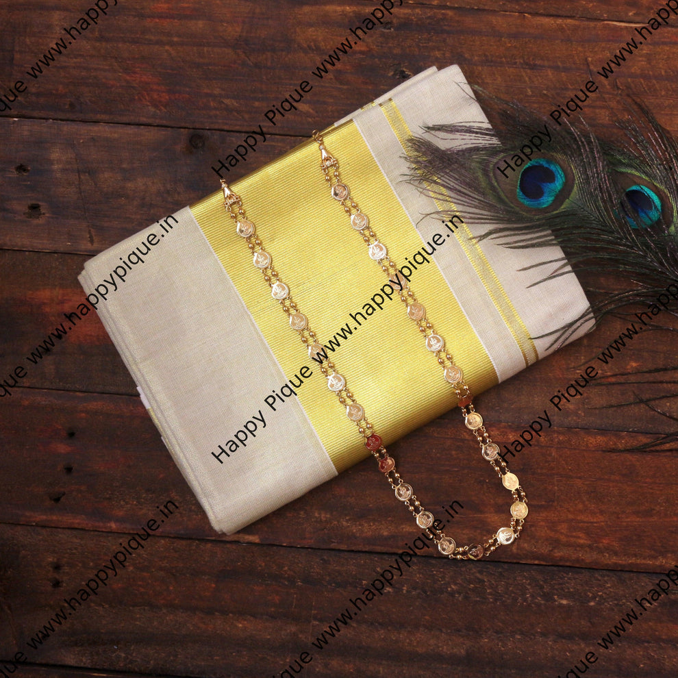 Real Gold Tone Traditional Kerala Avil Mala - Traditional Lakshmi Coin ...