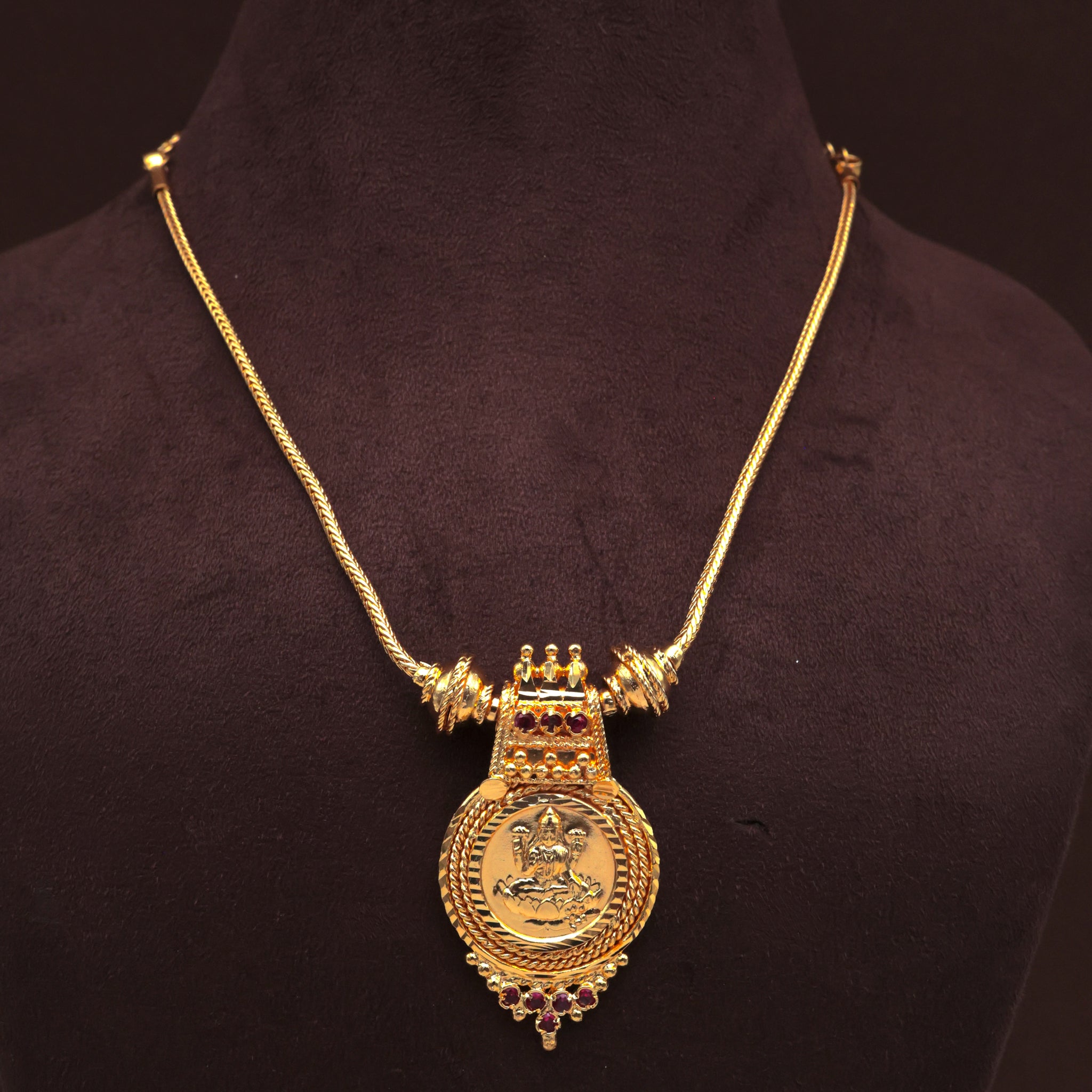 Real Gold Tone Lakshmi Pendant Kerala Chain
