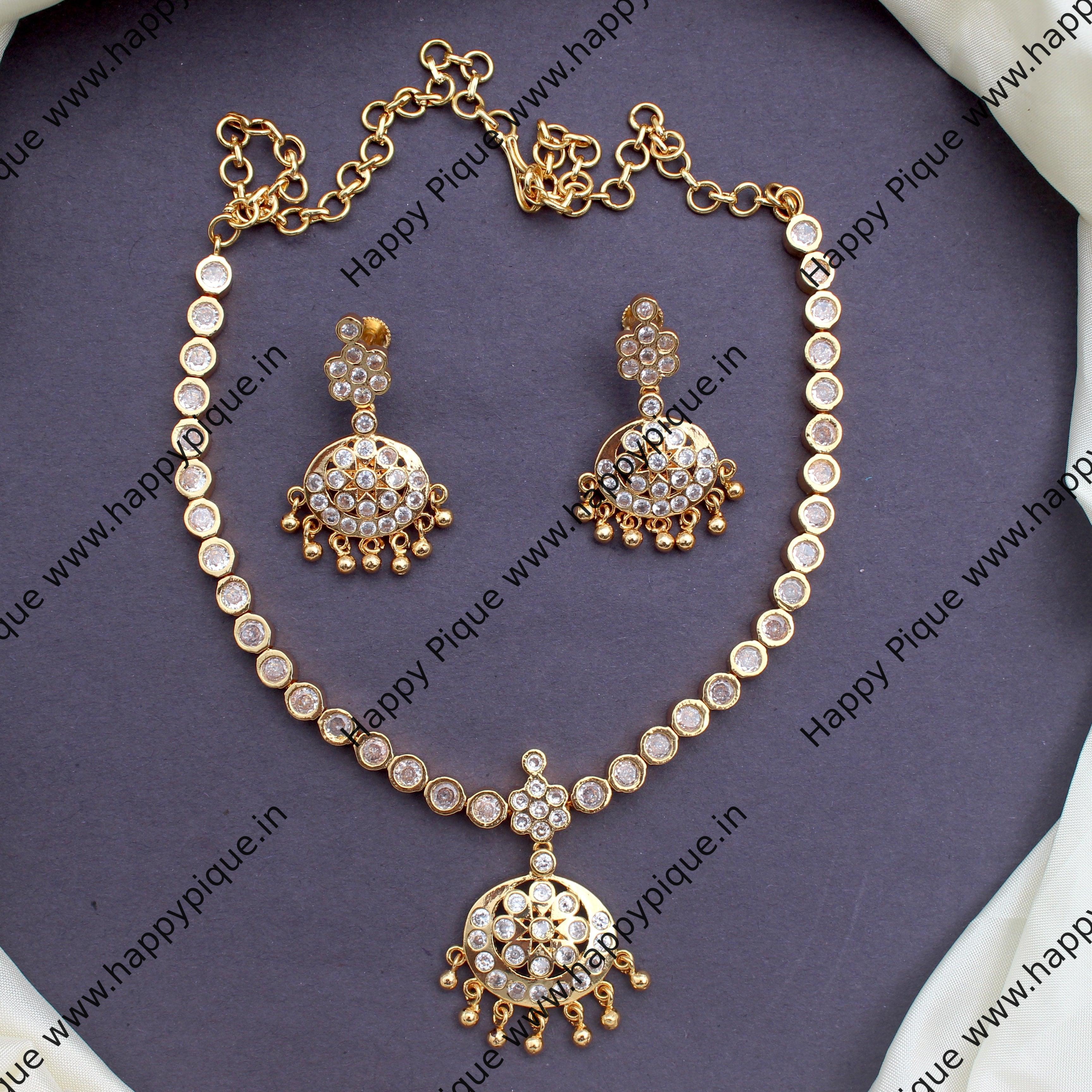 Real Gold Tone Traditional Classic Stone Attigai – Happy Pique