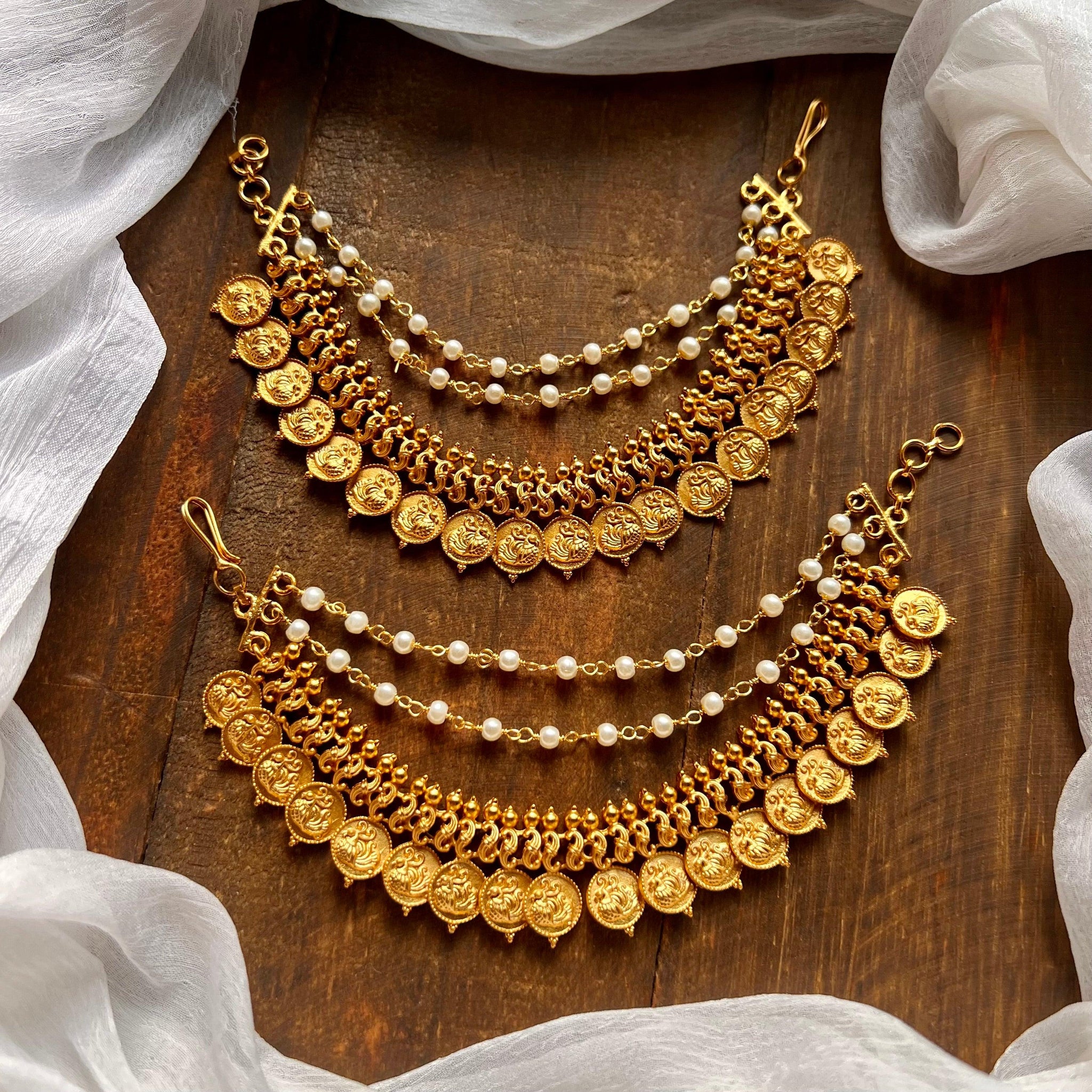 Matte Finish Annapakshi Bridal Maatal/Ear Chain